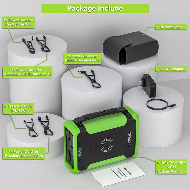 DC 12V 16.5V 20V 24V PD 60W Power bank External Battery Pack for CPAP ...