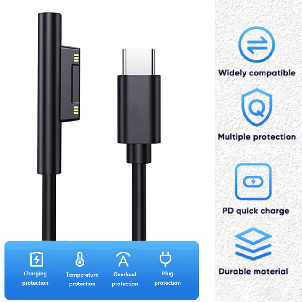 고속 충전 USB c형 전원 공급 장치, Microsoft Surface Pro 7 3 4 5 6 15V 3A PD 태블릿 ...