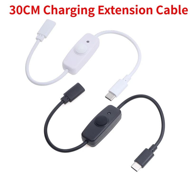 1PC-USB-Type-C-With-ON-OFF-Switch-Power-Button-30CM-Charging-Extension ...
