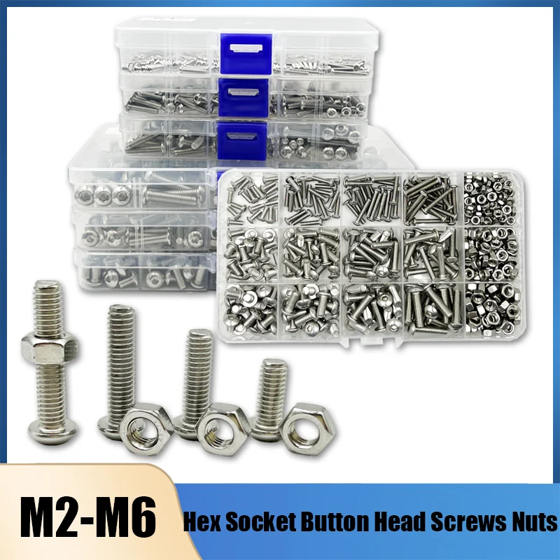 M2-M3-M4-M5-M6-Hex-Button-Socket-Head-Cap-Bolt-and-Nut-Set-304 ...