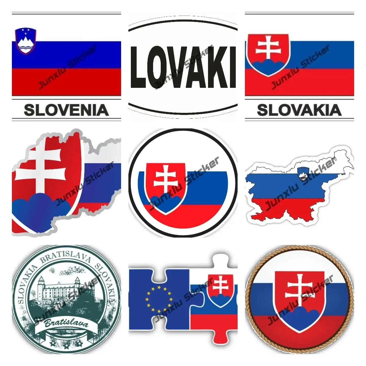 Slovakia Map Flag Shield Decal Car Sticker Slovenia Flag Sticker ...