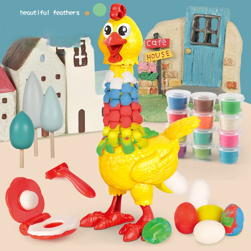 Squeezed Colored Mud Egg Laying Chicken Toy Set - FunToyLab