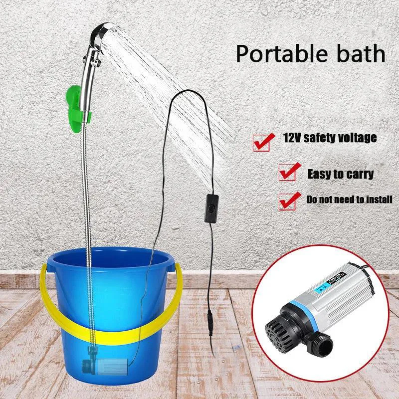 Portable Car Washer 12V Camping Shower Car Shower High Pressure Power ...