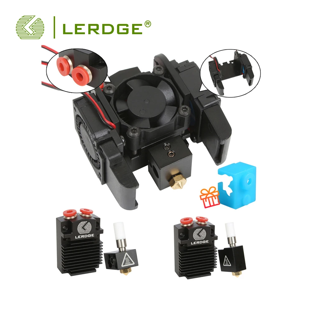 LERDGE-Dual-Extruder-All-Metal-Hotend-Volcano-E3D-V6-3D-Priter-Kit-Fan ...