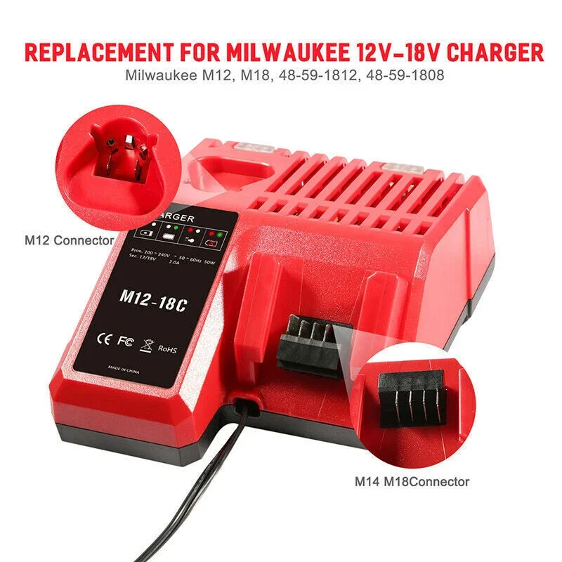 Replace-3A-12V-14V-18V-Rapid-Fast-Li-Ion-Charger-Fit-For-Milwaukee-M12 ...
