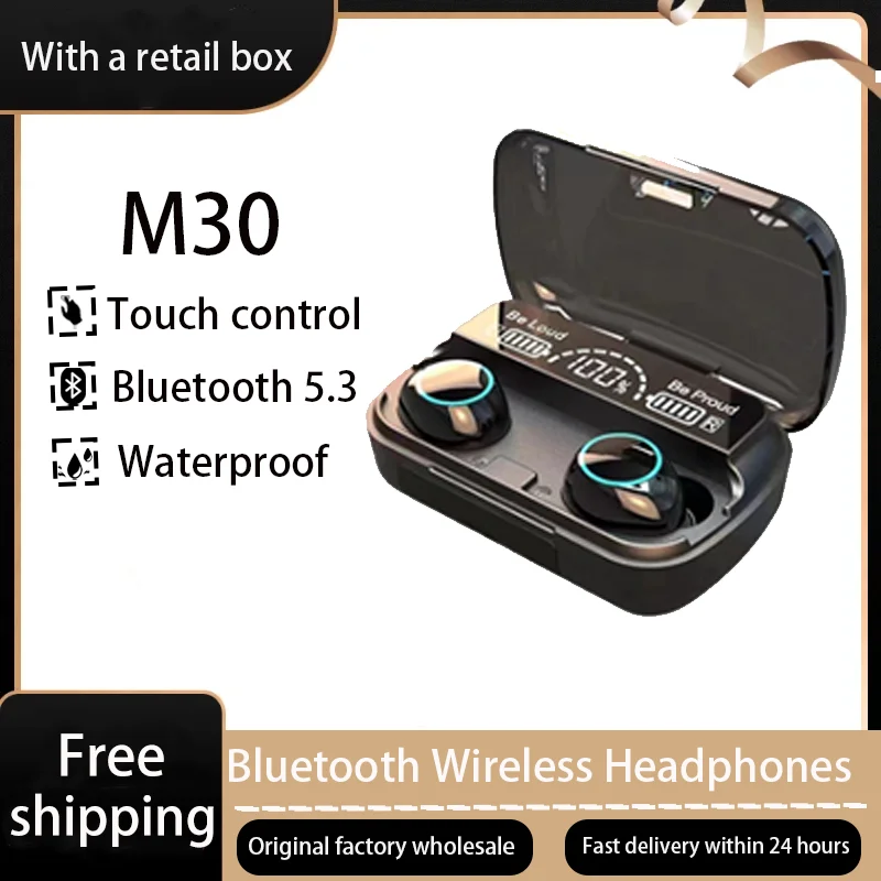 M30-TWS-Bluetooth-5-2-Headphones-Noise-Reduction-Wireless-Earphones-9D ...