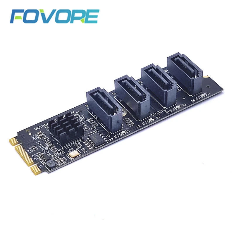 NVME to SATA Expansion Card M.2 NGFF PCIE M Key 4 Port SATA3 M2 SATA 3 Controller Multiplier HDD ...