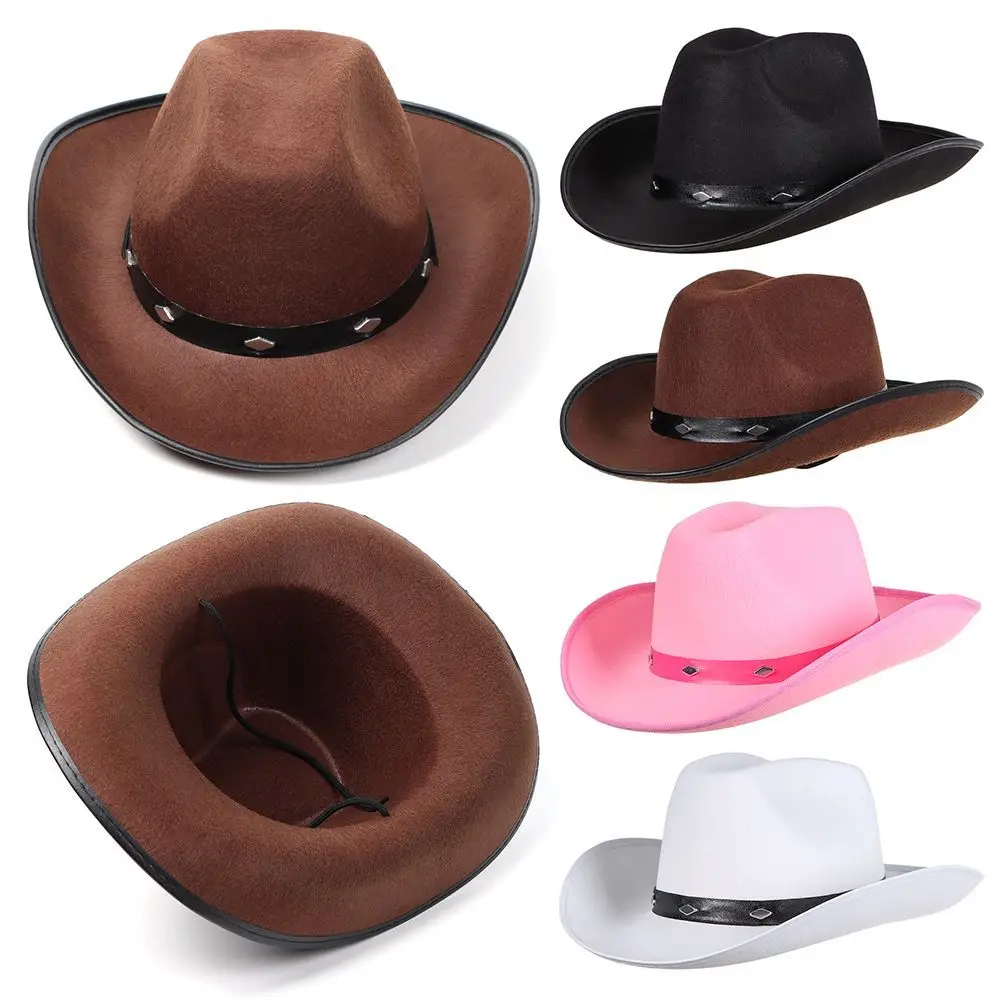 Western-Studded-Cowboy-Hat-Retro-Jazz-Hat-Wide-Brim-Wild-West-Cap-for ...