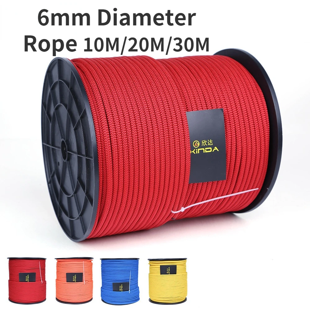 10M-20M-30M-6-Core-Professional-Rock-Climbing-Rope-6mm-Diameter-High ...