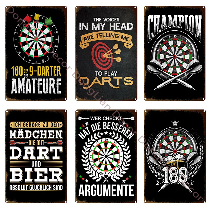 Darts-Game-Tin-Sign-Bullseye-Metal-Poster-Modern-Wall-Art-Iron-Plate ...