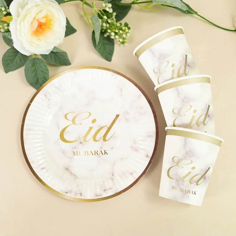 Eid Mubarak Disposable Tableware Paper Plates Cups Ramadan Kareem ...