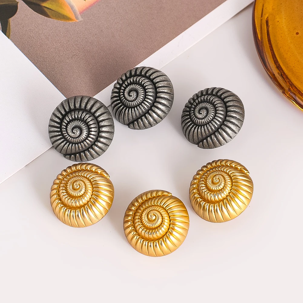 5pcs 18mm Metal Conch Buttons Ocean Beach Spiral Stripe Shank Buttons ...
