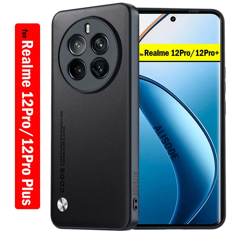 Shockproof Funda for Realme 12 Pro Plus 5G Case Luxury Fiber Texture PU ...