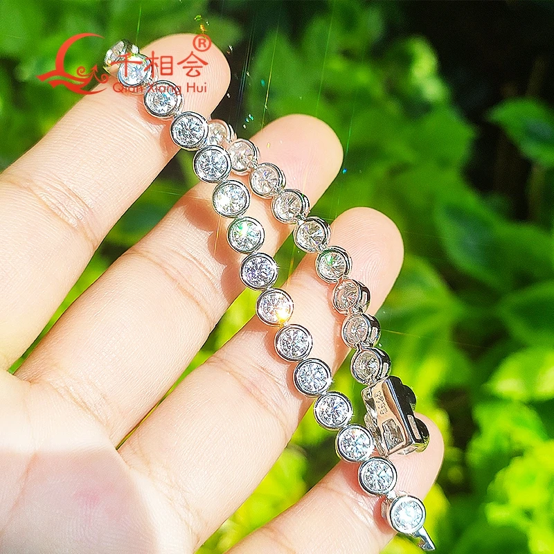 3mm-4mm-round-Bezel-Setting-Tennis-Bracelet-S925-Sterling-Silver-D-vvs-white-Moissanite-jewelry ...