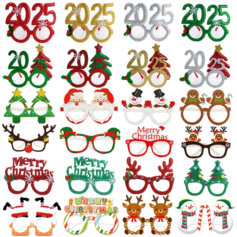 2025 Christmas Glasses Frame Santa Claus Xmas Tree Glasses Photo Booth ...