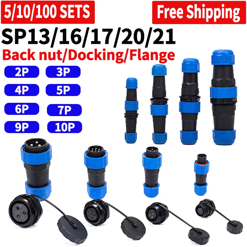 SP13-SP16-SP17-SP20-SP21-Waterproof-Connector-Panel-Mount-IP68-Wire ...