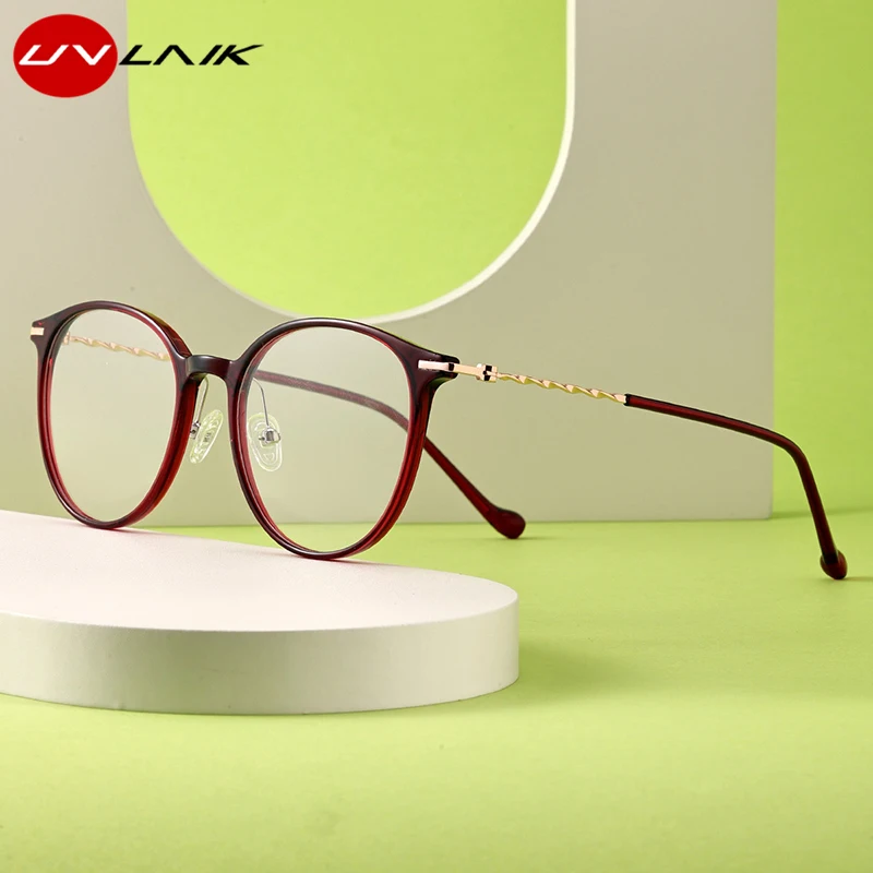 Ultralight TR90 Spectacles Frame Metal Legs Ellipse Frame Anti Blue ...
