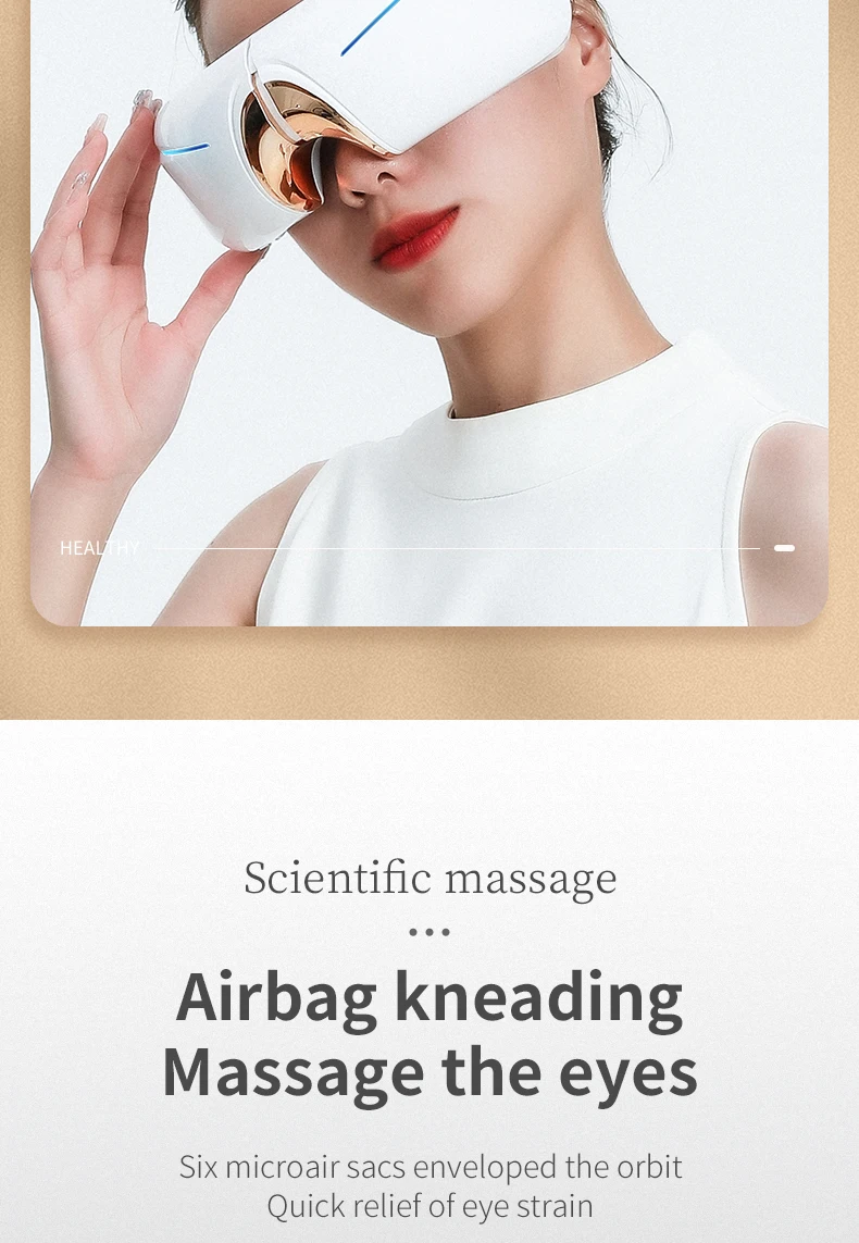 White - Masseur oculaire à infrarouge avec chaleur et Compression'air ...