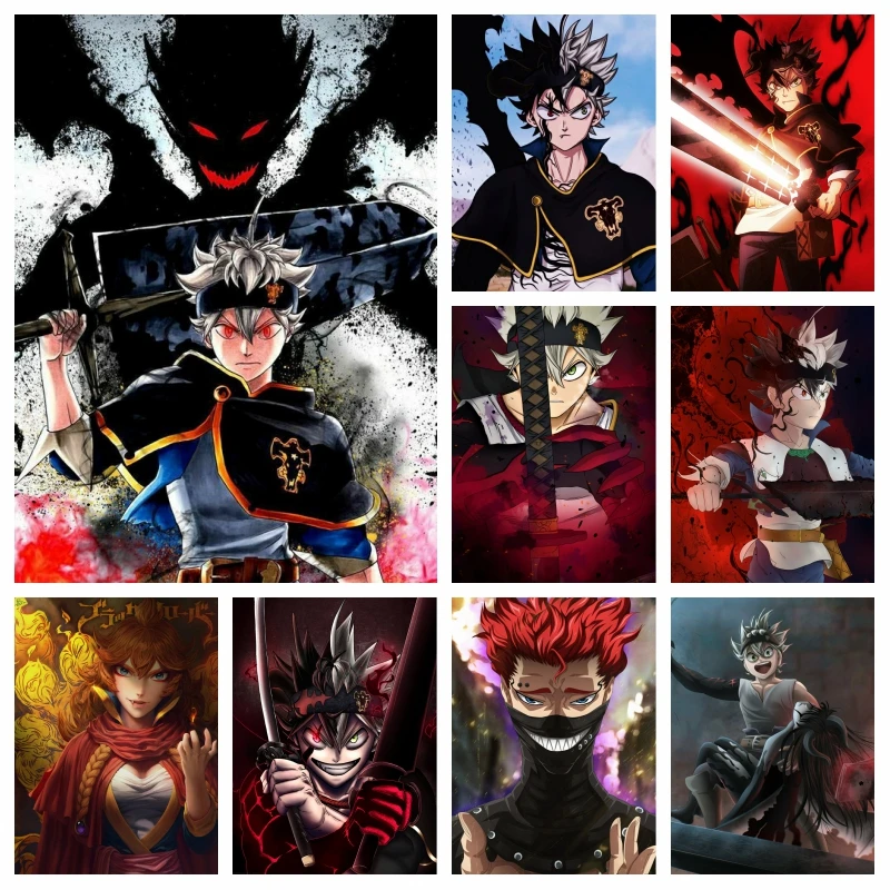 Pintura de bordado de diamantes de trébol negro de Anime, arte de Asta ...