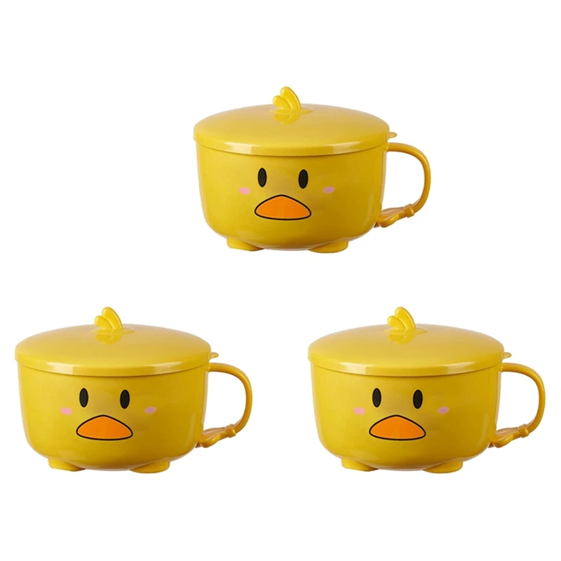 3X-Duck-Ramen-Noodles-Bowl-With-Lid-Cute-Stainless-Steel-Kitchen-Fruit ...