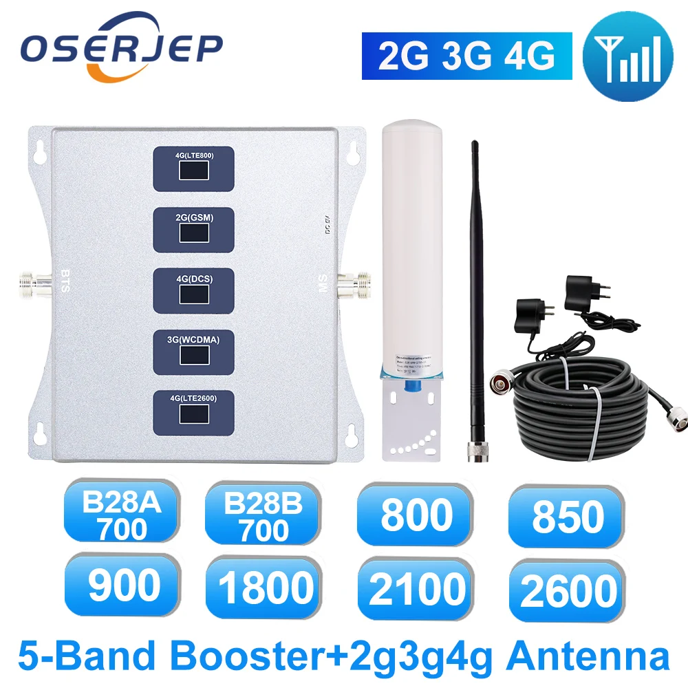 Oserjep Five Band Repeater B20 B8 B3 B1 B7 800 900 1800 2100 2600 Cell Phone Cellular Amplifier ...