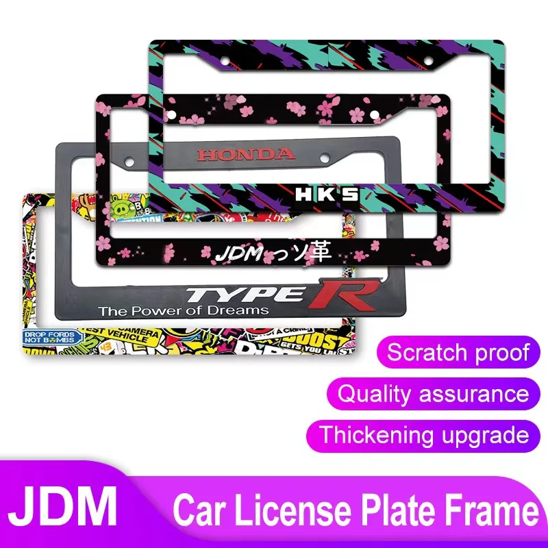 New-2PCS-license-plate-frames-JDM-racing-style-US-plate-frame-car-ABS ...