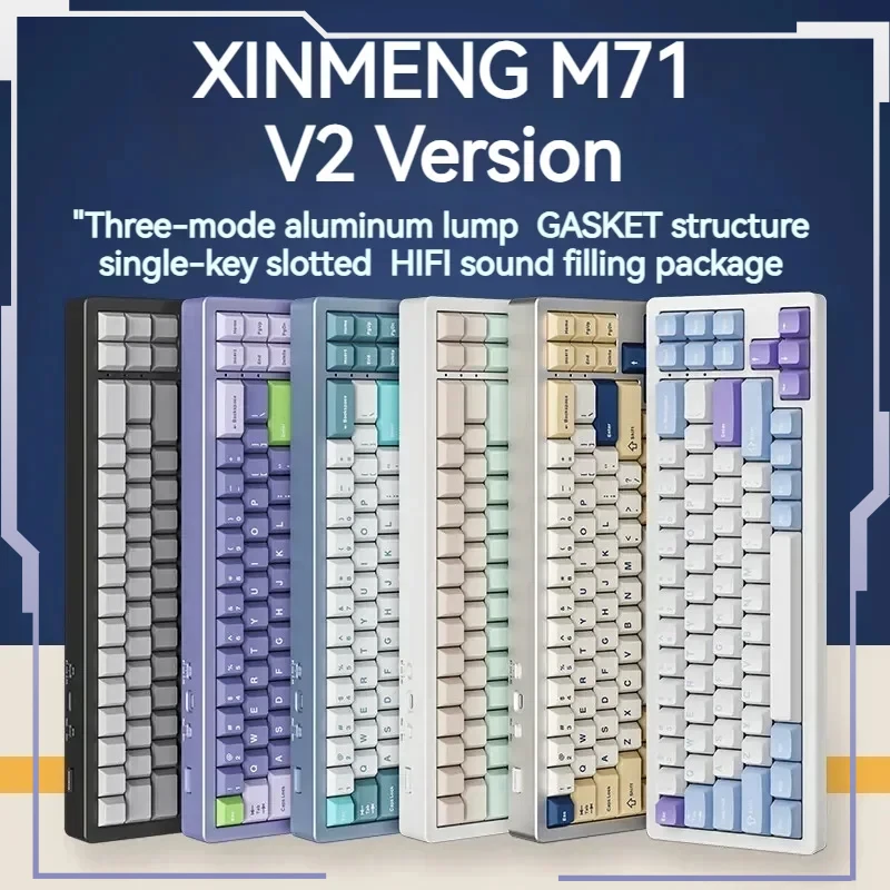 Xinmeng-M71-V2-Mechanical-Keyboard-Aluminum-Three-Mode-Wireless-Bluetooth-Keyboard-68-71key ...