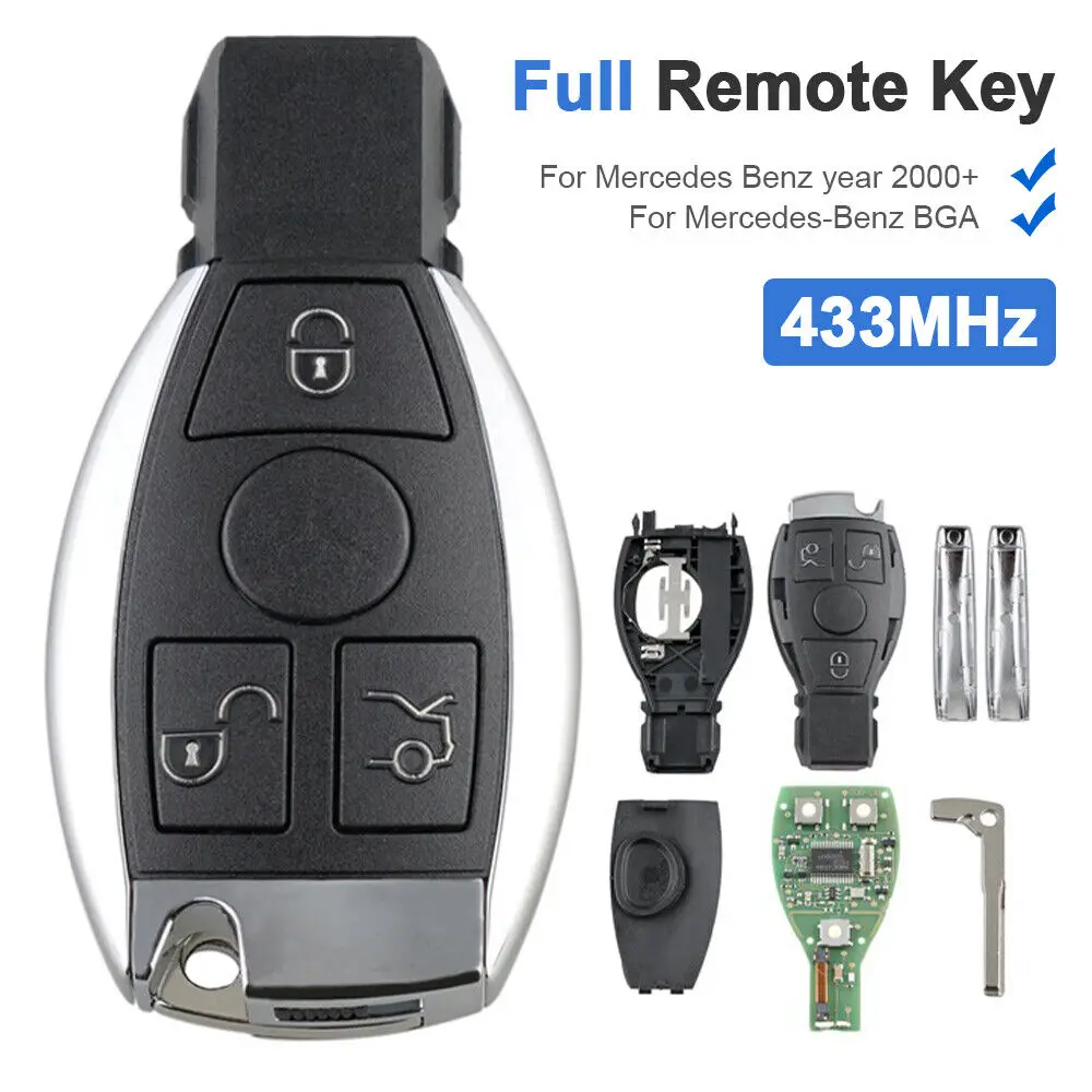 Smart Remote Key Fob 3 Button 433MHz For Mercedes Benz 2000+ BGA NEC ...