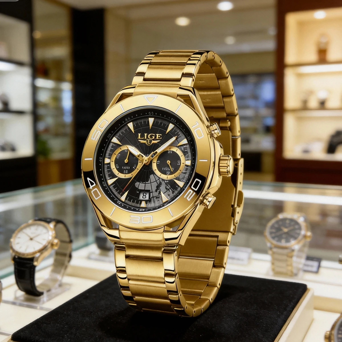 LIGE Luxury Man Watch Luminous Waterproof Week Date Men Wristwatch ...
