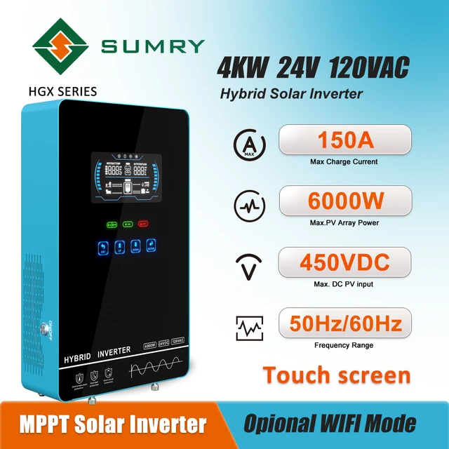 SUMRY 4.5Kw Solar Off grid Inverter DC24V 120VAC 230VAC Pure sine wave ...