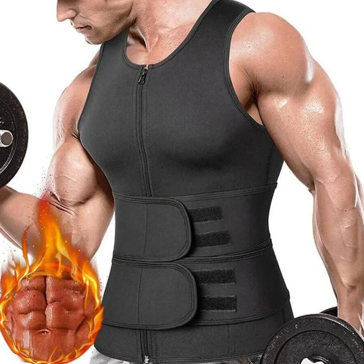Men's Compression Sweat Sauna Vest New Slimming Suit For Students Waist ...