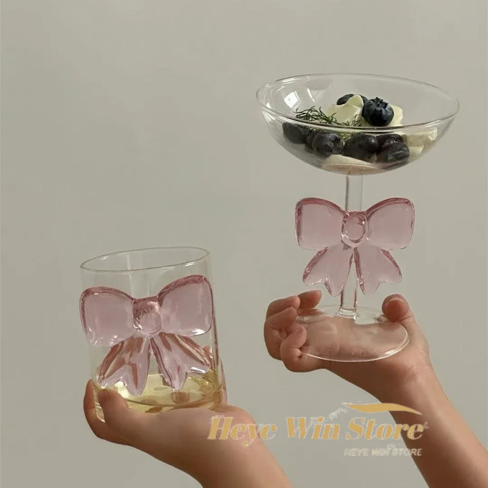 Creative-Pink-Bow-Champagne-Glass-Ins-Korean-Transparent-Tall-Red-Wine ...