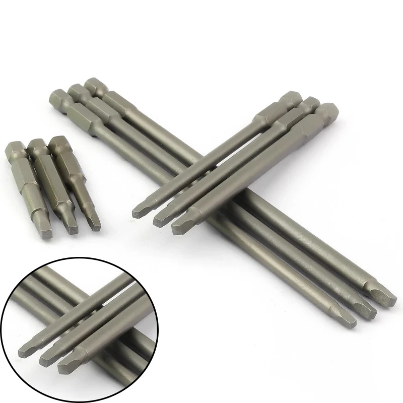 50-100-150mm-9Pcs-Long-Square-Screwdriver-Bits-Set-1-4-inch-Shank ...