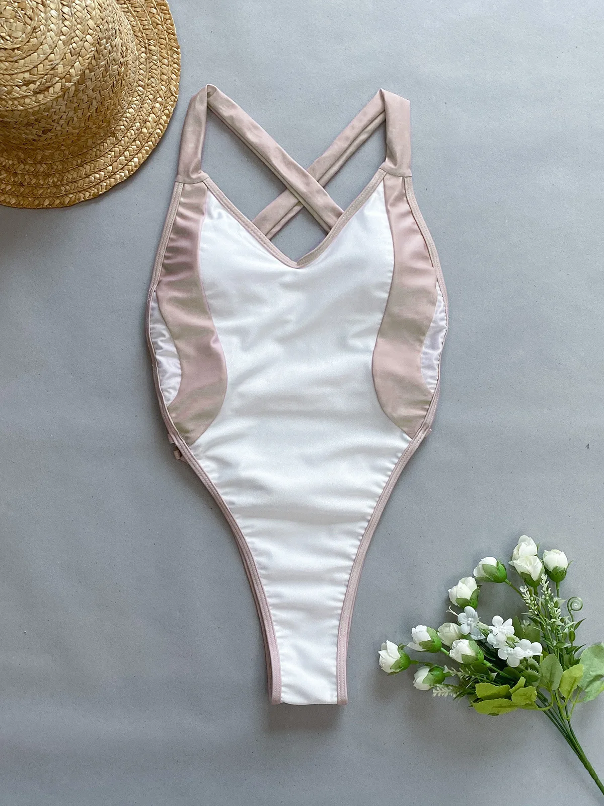 sexy-color-block-swimsuit-one-piece-bodysuits-back-cross-bikinis-high ...