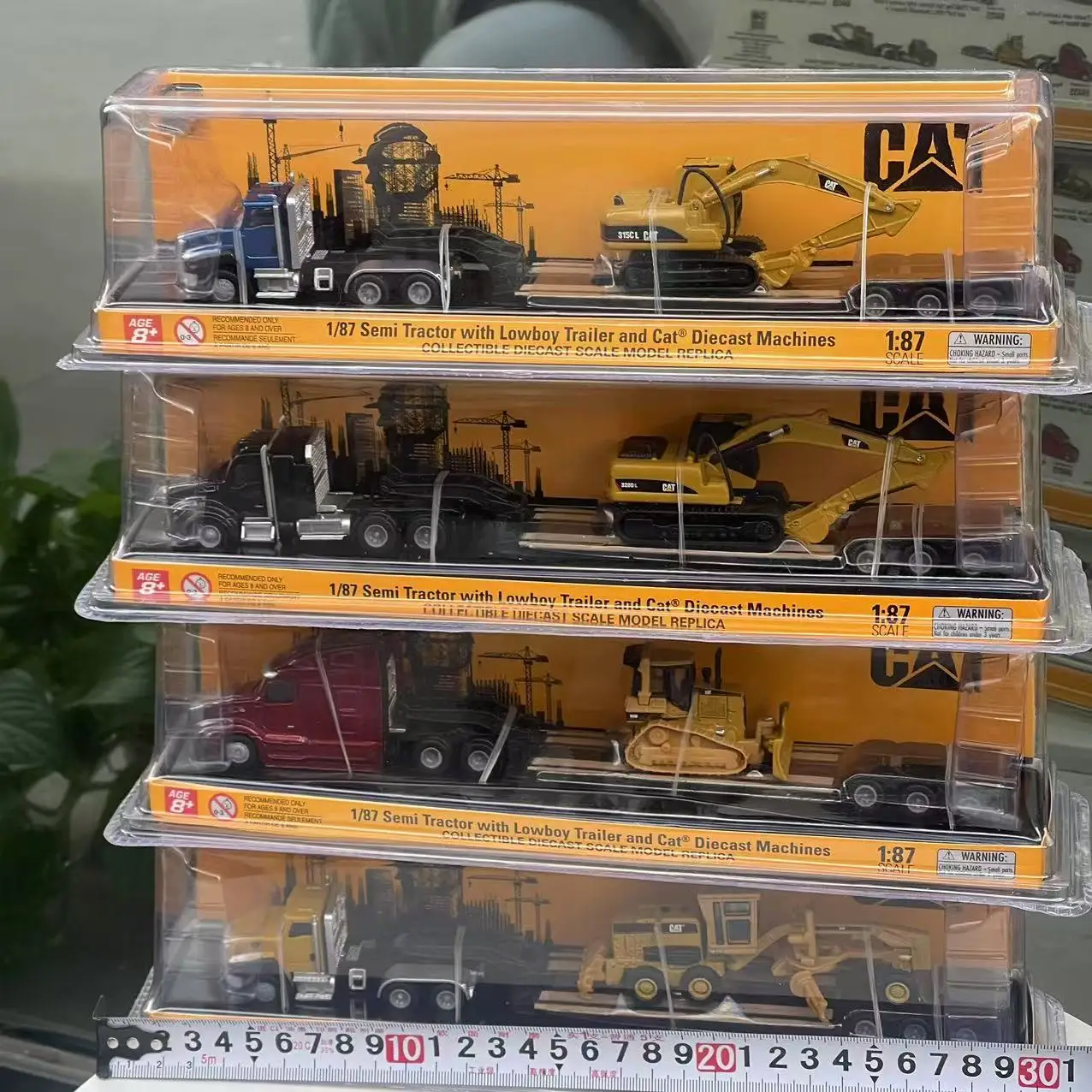 1/87 scale Semi Tractor with Lowboy Trailer and Cat Diecast Machines ...