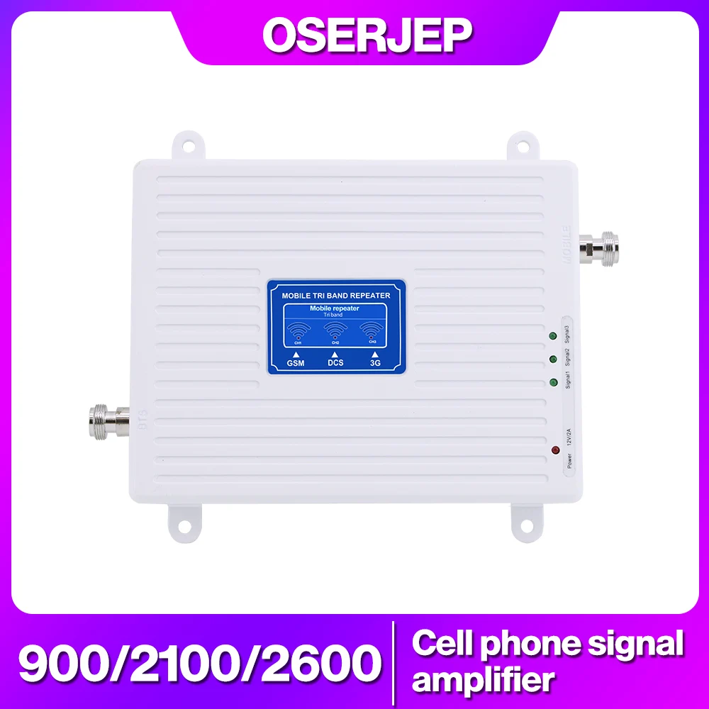 900/1800/2100/2600 2G 3G 4G Tri Band Signal Booster GSM 900/DCS LTE 1800/WCDMA UMTS 2100 MHz ...