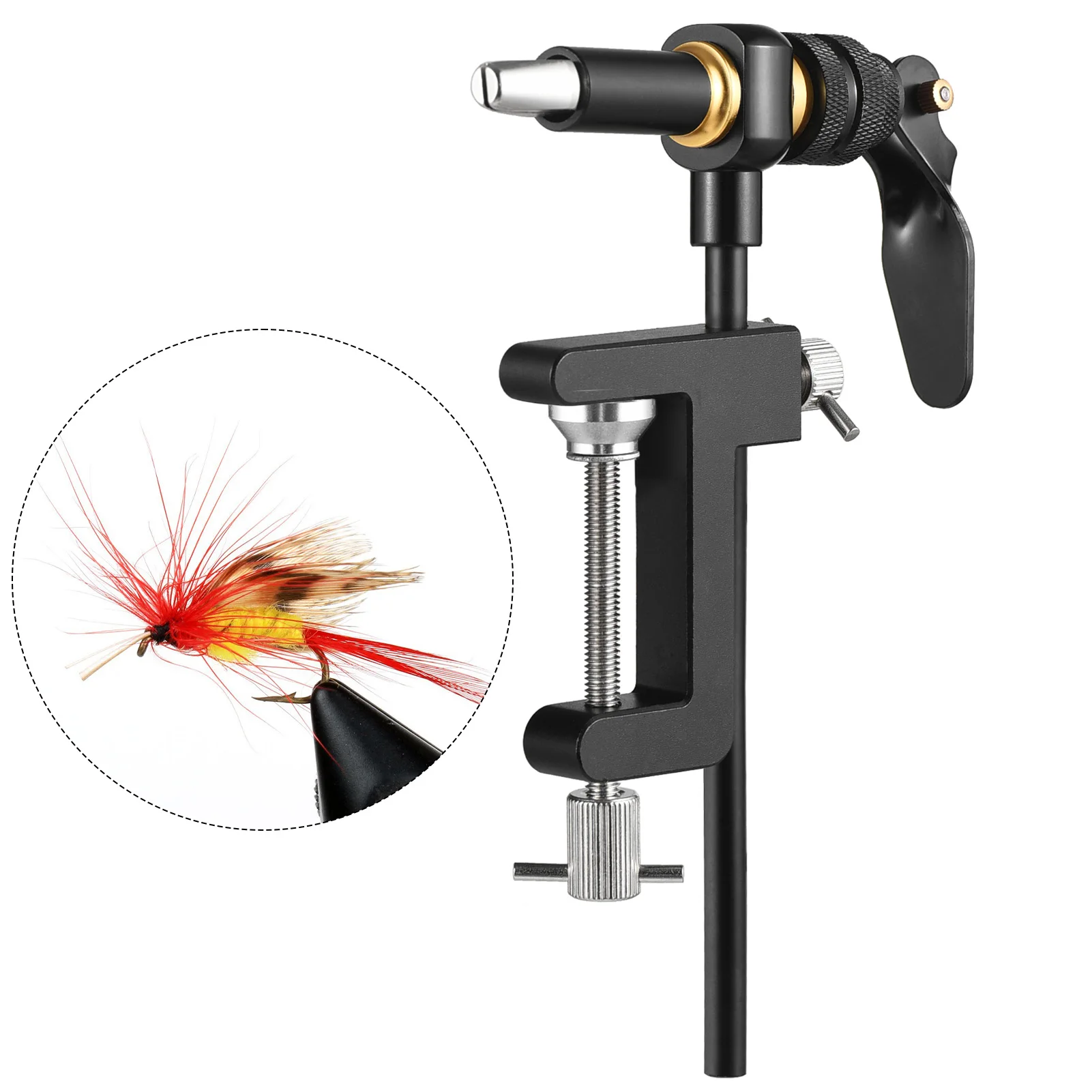 Rotate Fly Tying Vise Fishing Hook C-clamp Tying Vise Fly Fishing Tool ...