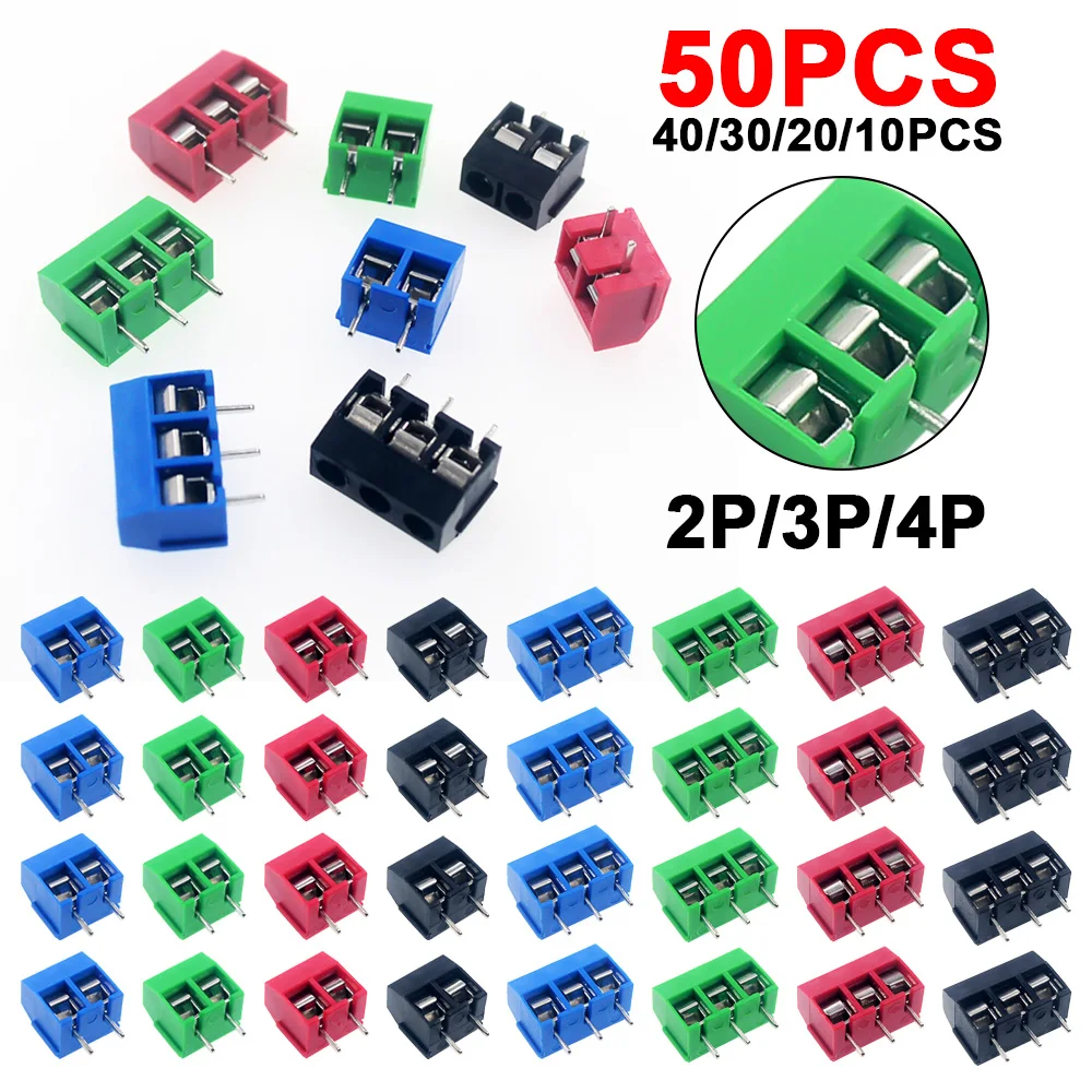 10-50PCS-PCB-Terminal-Block-Connector-Pitch-5-0mm-KF301-Straight-Pin-2P ...