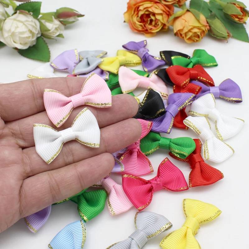 40pcs Mini Fabric Ribbon Bow Tie Tiny Satin Bows 25mmx35mm Hair ...