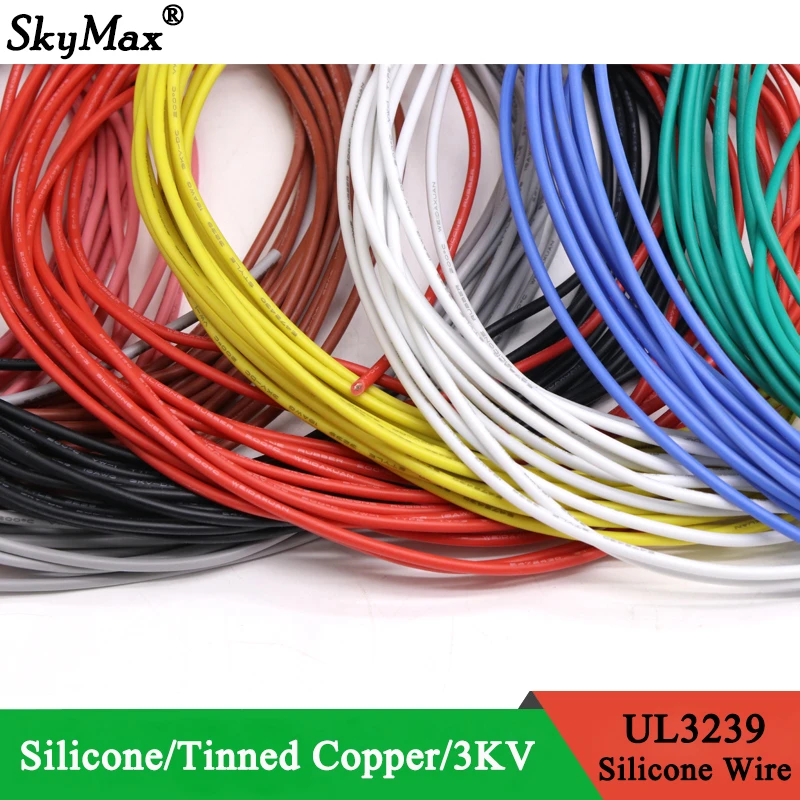 2m/5m Copper Wire Flexible Soft Silicone 32 30 28 26 24 22 20 18 16 14 12 10 8 Awg Ul3239 ...