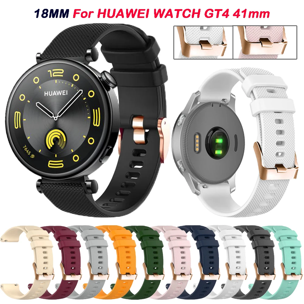 Strap-for-Huawei-gt4-41mm-Silicone-Rose-Gold-Buckle-Girls-Women ...