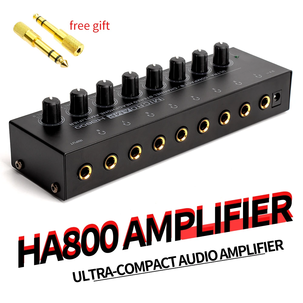 HA800 Ultra Compact Audio Amplifier 8 Channels Mini Stereo Headphone ...