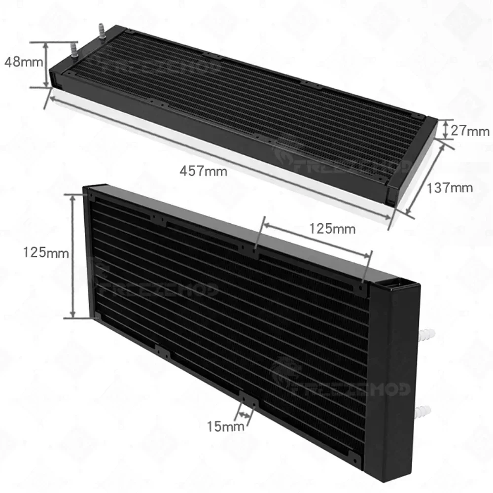FREEZEMOD-Water-Cooling-420mm-Aluminum-Radiator-22mm-Wide-Wave-Fin-For ...