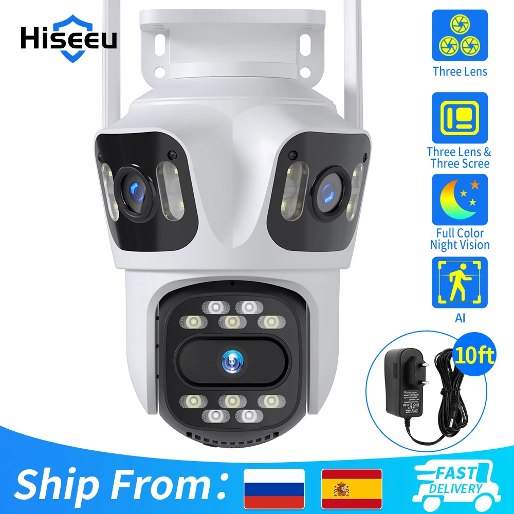 Hiseeu-4K-Wifi-PTZ-Camera-Three-Lens-Three-Screen-Outdoor-IP-Camera ...