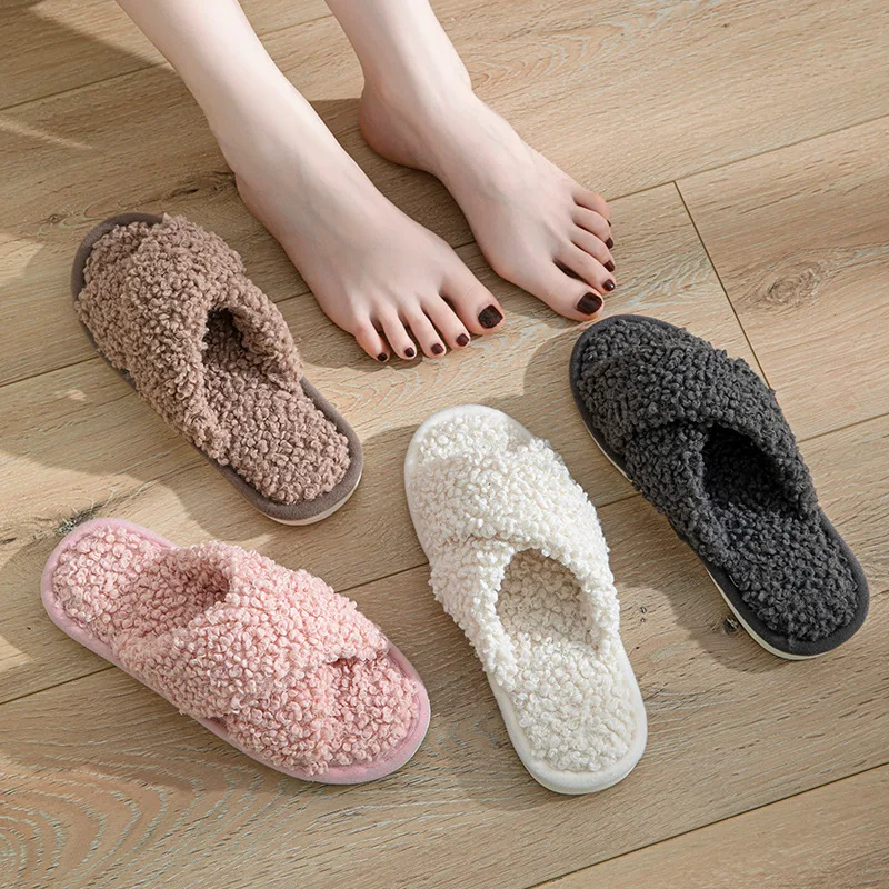 2024-New-European-and-American-Hairy-Cross-Belt-Cotton-Slippers-for ...