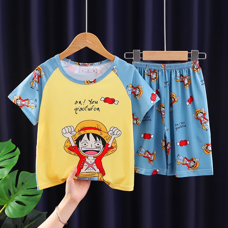 One-Piece-Luffy-Pajamas-New-Kids-Anime-Figures-Sleepwear-Shorts-Set ...