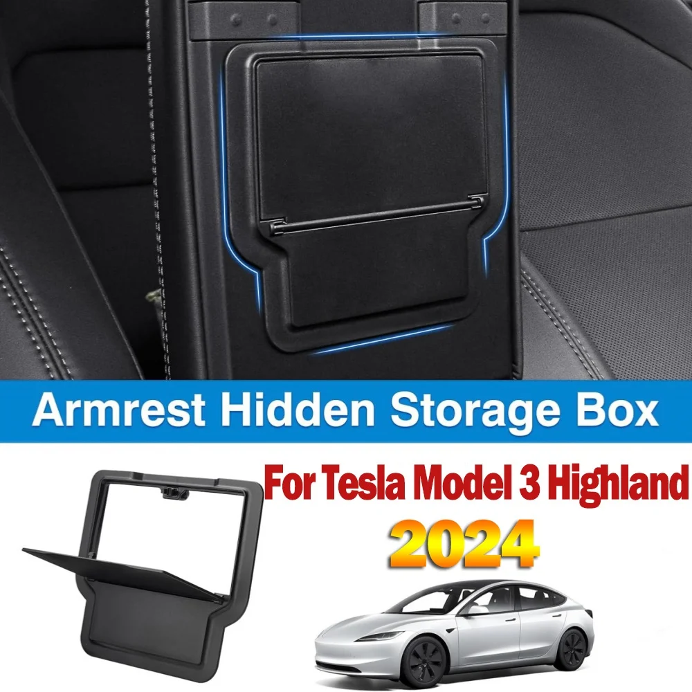 For-Tesla-Model-3-Highland-2024-Armrest-Hidden-Storage-Box-One-Touch ...