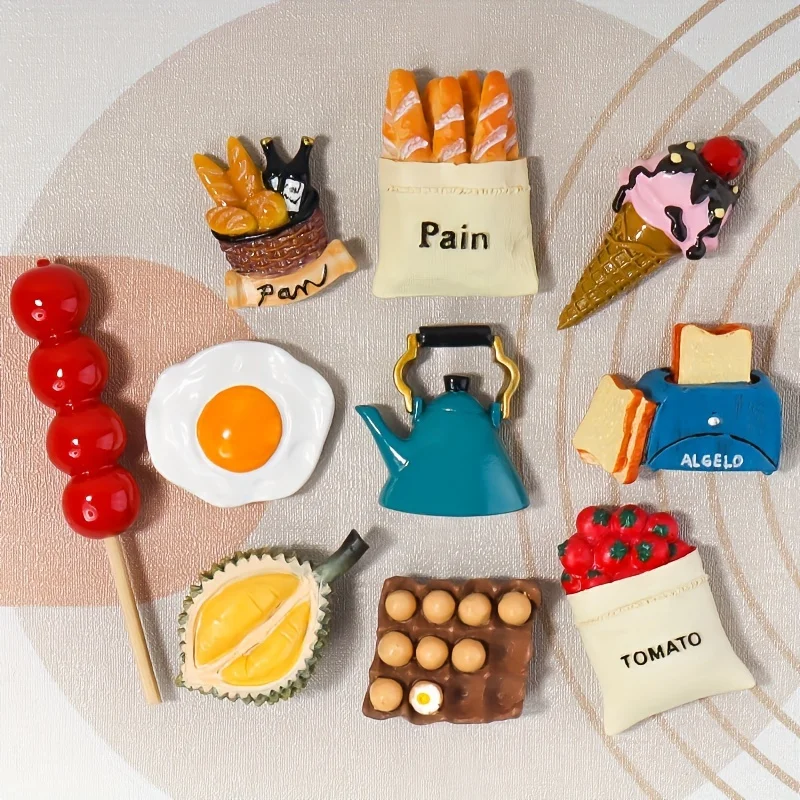3/5/10pcs/Set 3D Food-Themed Resin Refrigerator Magnets - Cute, Playful ...