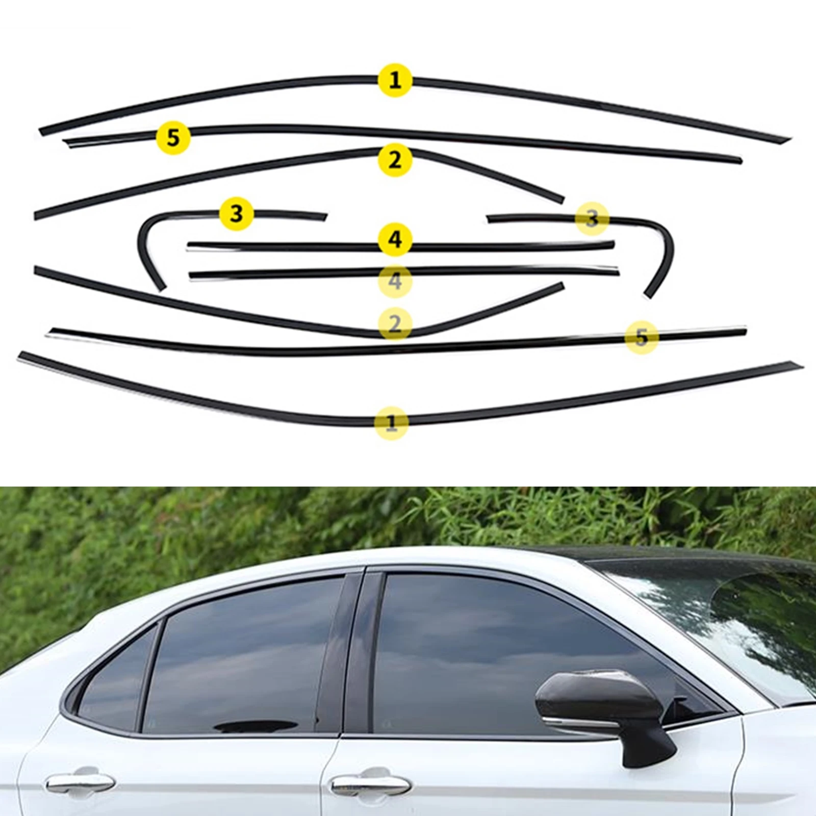For-Toyota-Camry-8th-2018-2024-Car-Window-Trim-Cover-Titanium-Black ...