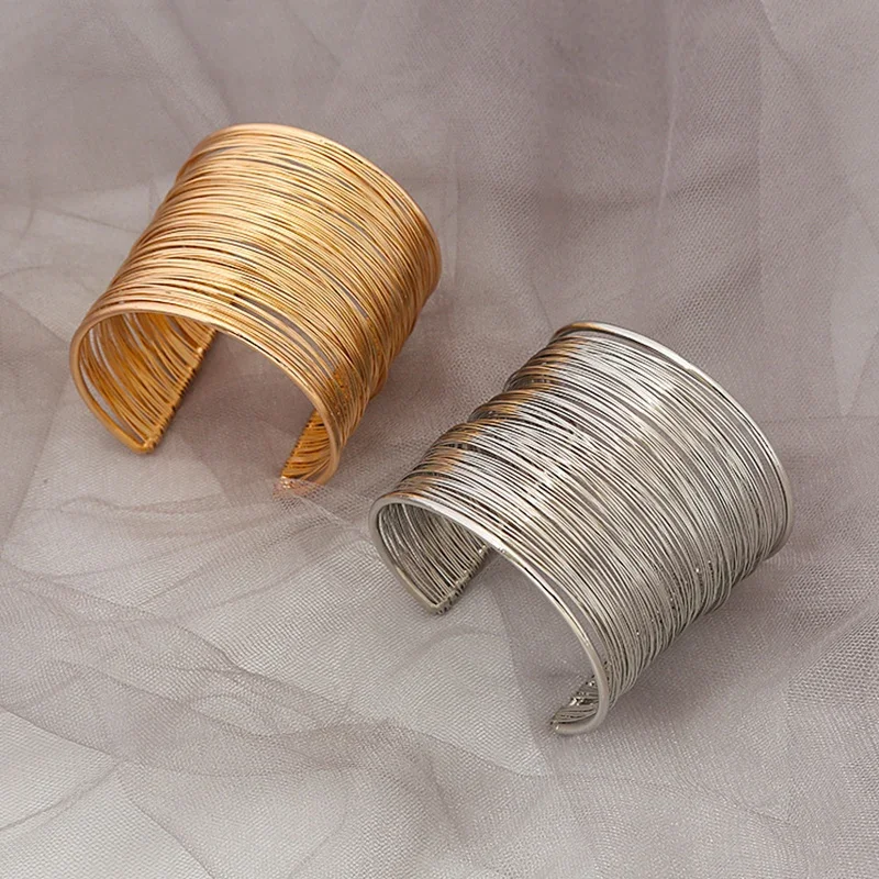 Metal-Wire-Wrapped-Bangle-For-Women-Fashion-Jewelry-Heavy-Geometric ...